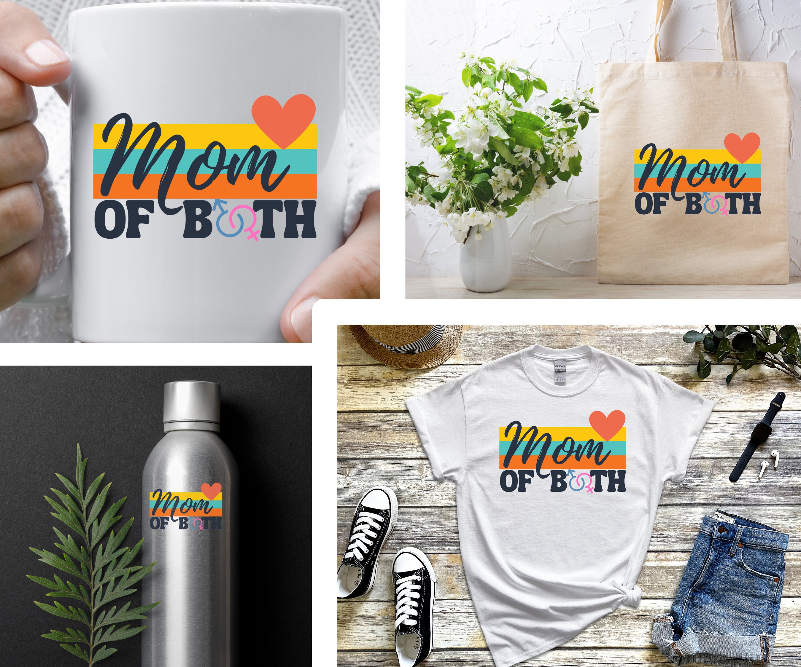 Buy Mom of Both Png, Mom of Two Png for T Shirts and Stickers ...