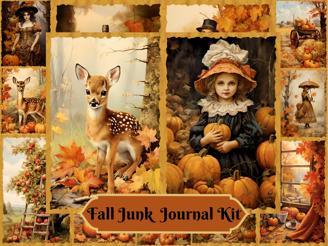 Fall Junk Journal Digital Kit, Printable Journal Pages, Journal Cards ...
