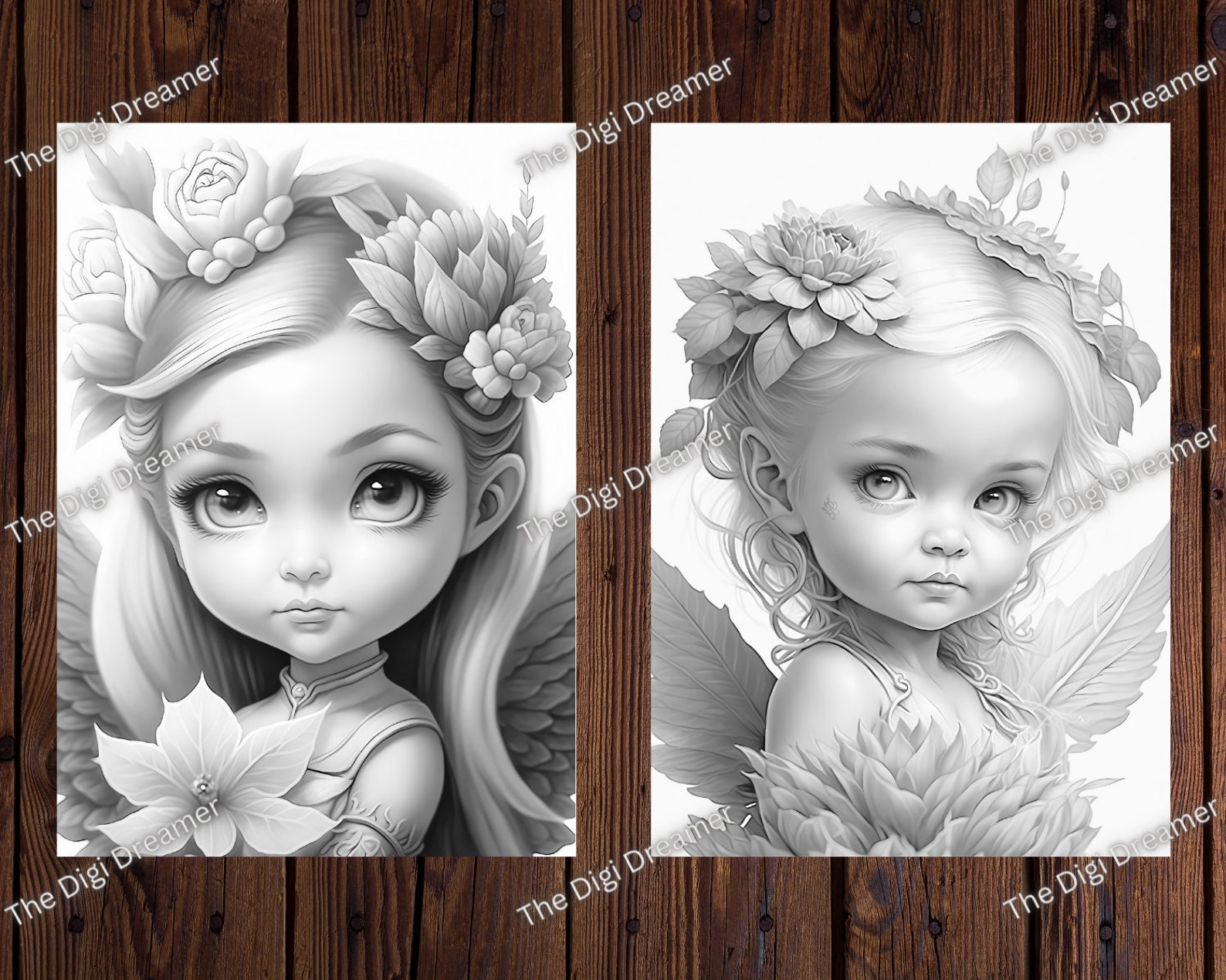 15 Printable Cute Forest Baby Fairies Grayscale Coloring Pages - Etsy