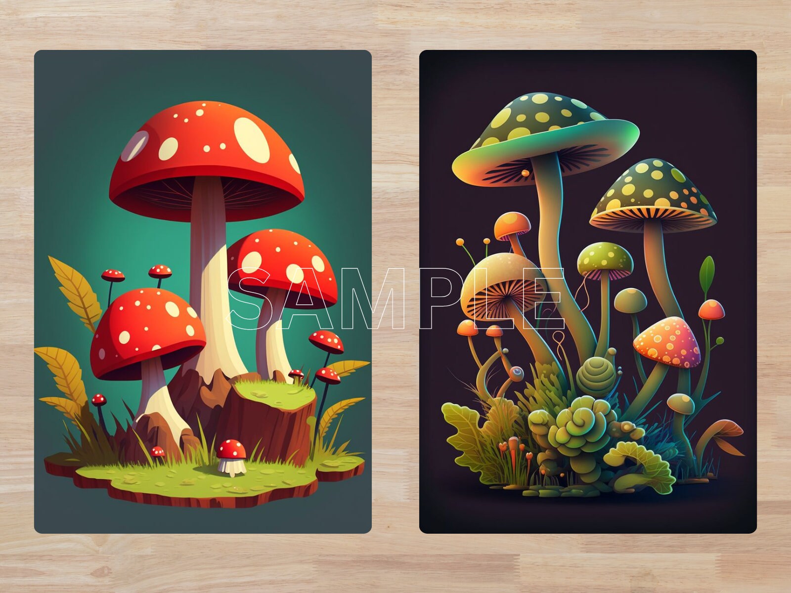 Fantasy Mushrooms-printable ATC Cards, Set of 10, Journaling Supplies ...
