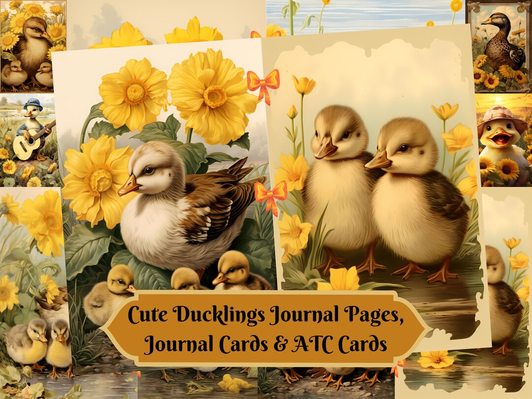 Cute Ducklings Printable Junk Journal Kit, Digital ATC & Journal Cards ...