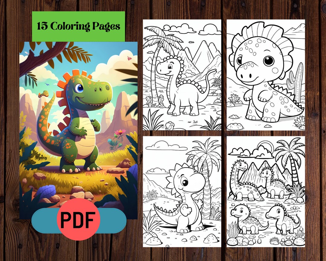 15 Cute Dinosaur Coloring Pages for Kids, Dinosaur Activities, Dinosaur ...
