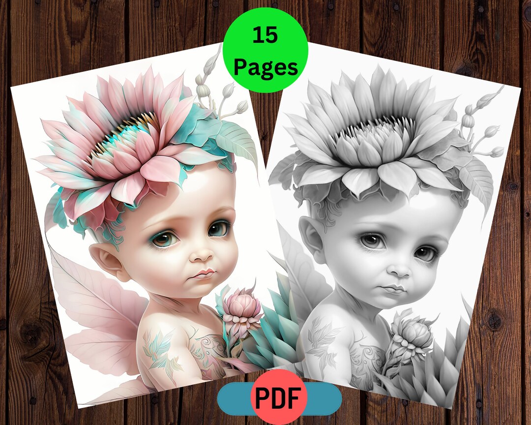 15 Printable Cute Forest Baby Fairies Grayscale Coloring Pages for ...
