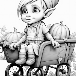 Fall Gnome Girls Coloring Pages: 35 Grayscale Designs (printable PDF ...