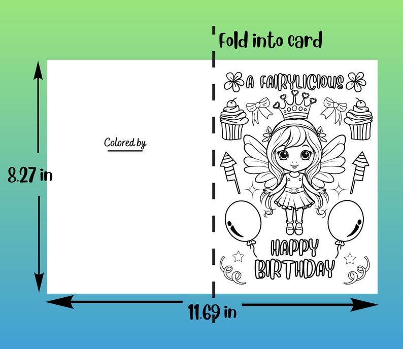 Printable Coloring Birthday Greeting Card for Kids DIY - Etsy