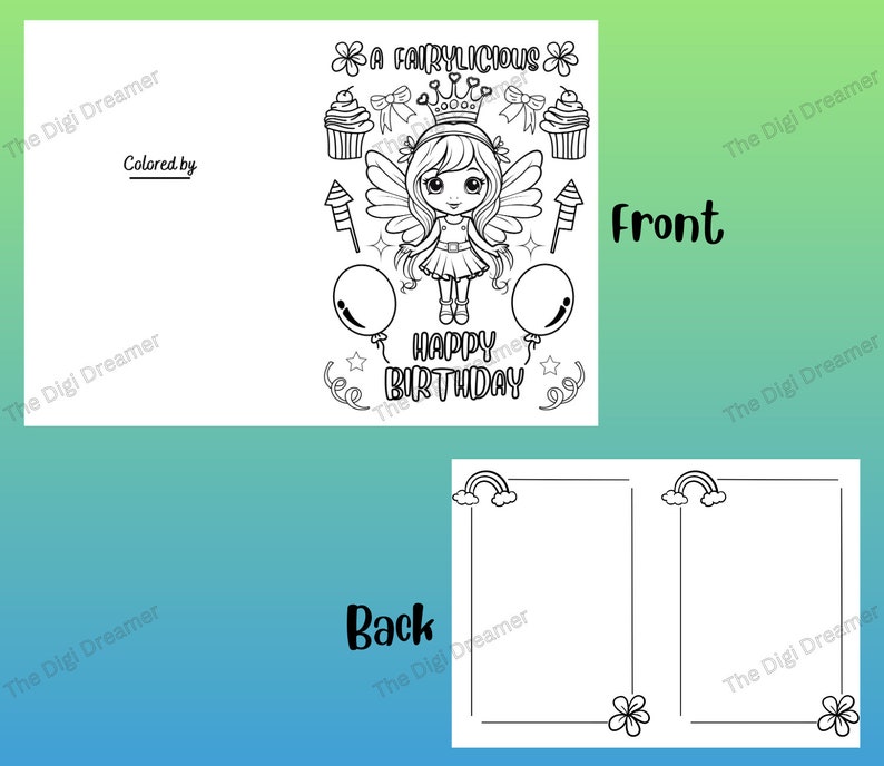 Printable Coloring Birthday Greeting Card for Kids DIY - Etsy