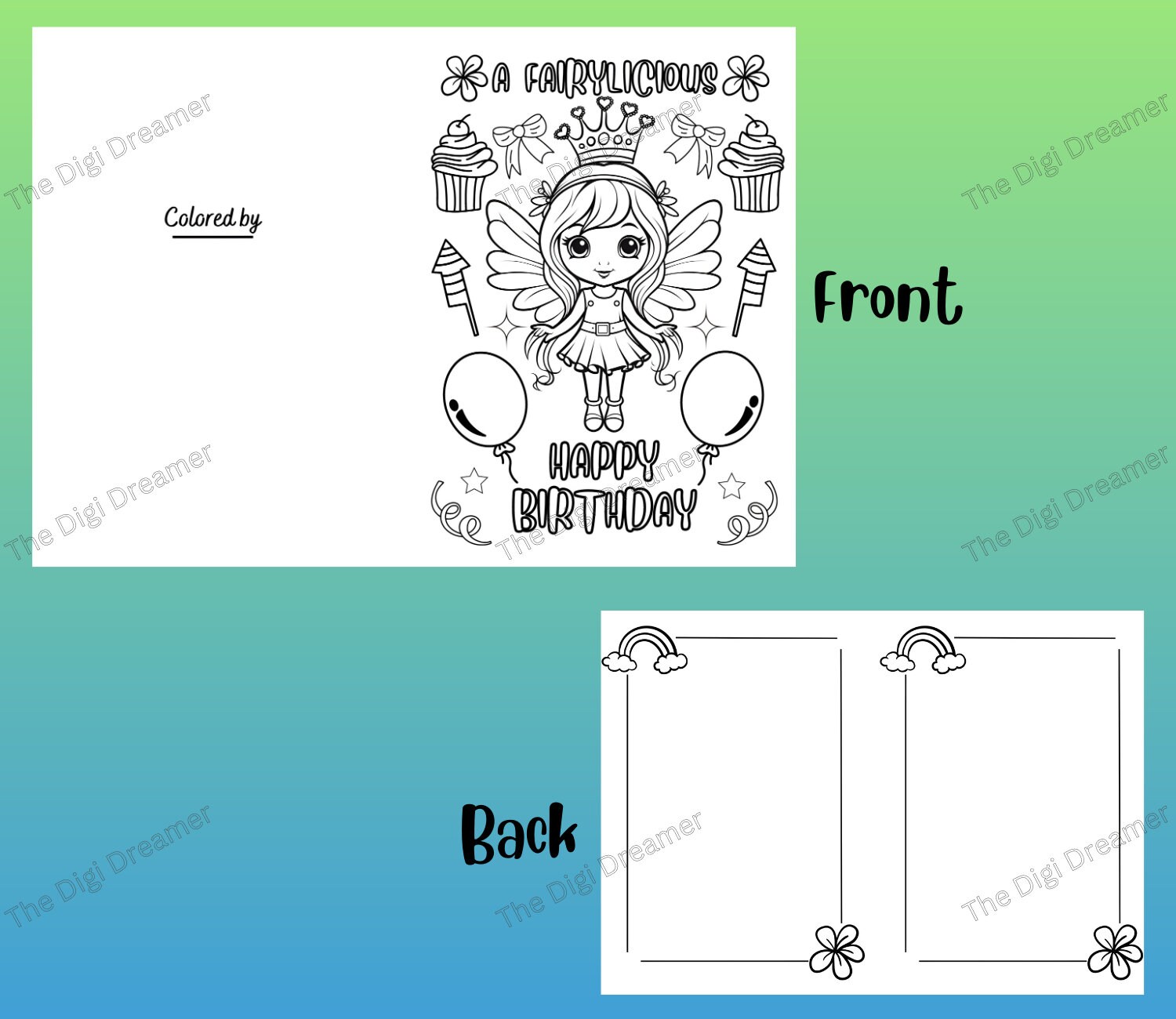 Printable Coloring Birthday Greeting Card for Kids DIY - Etsy