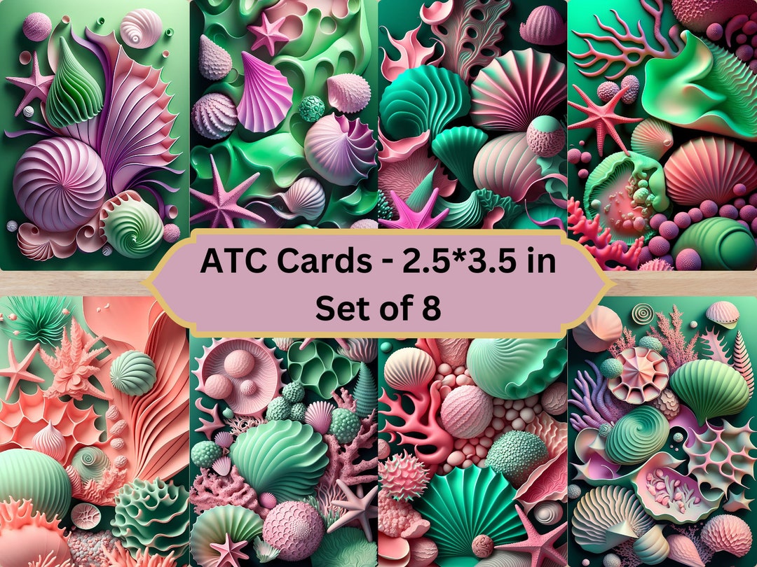 Shells-printable ATC Cards, Set of 8, Journaling Supplies, Card Making ...