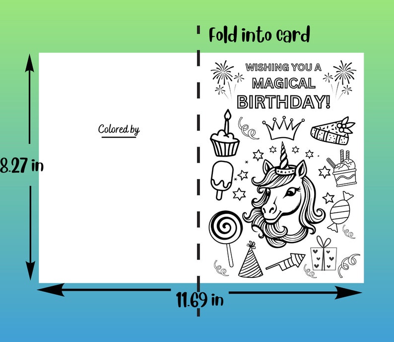 Printable Coloring Birthday Greeting Card for Kids DIY - Etsy