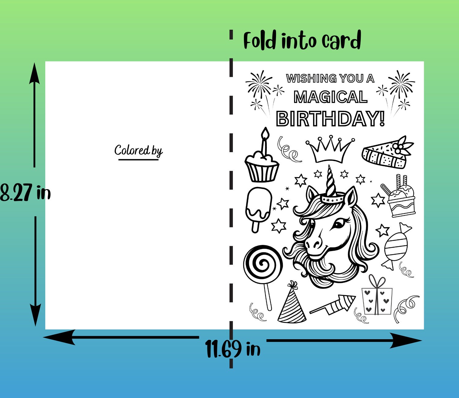 Printable Coloring Birthday Greeting Card for Kids DIY - Etsy