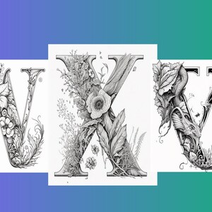 26 Fantasy Floral Alphabets Printable Coloring Pages for Kids and ...