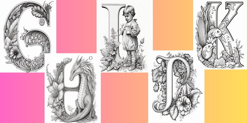 26 Fantasy Floral Alphabets Printable Coloring Pages for Kids and ...