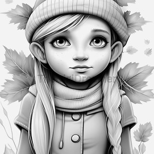 Fall Gnome Girls Coloring Pages: 35 Grayscale Designs (printable PDF ...