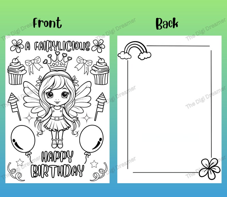 Printable Coloring Birthday Greeting Card for Kids DIY - Etsy