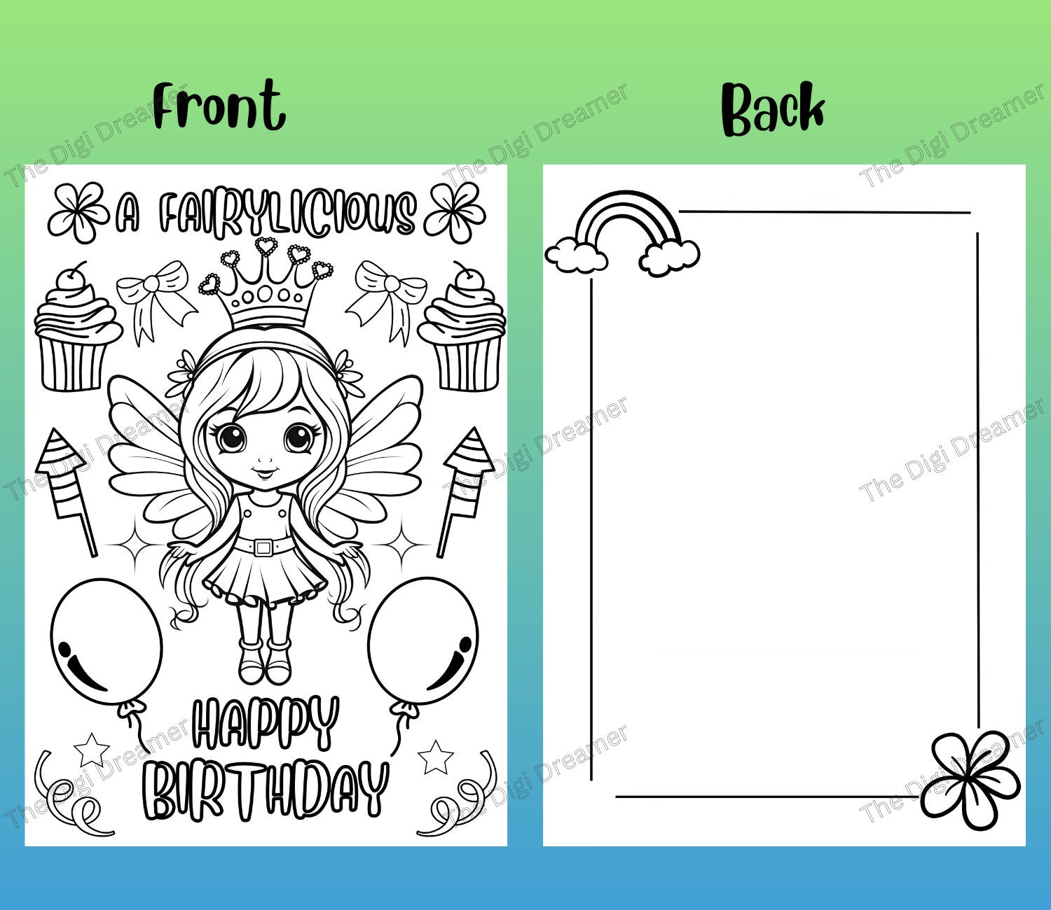 Printable Coloring Birthday Greeting Card for Kids DIY - Etsy