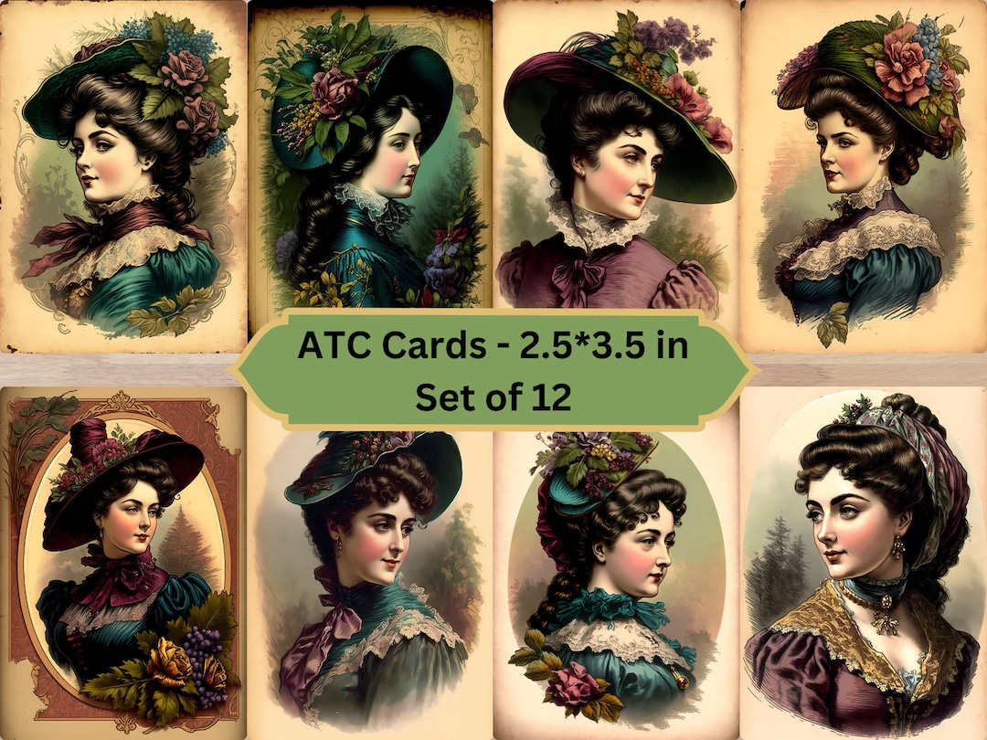 Victorian Women-printable ATC Cards, Set of 12, Journaling Supplies ...