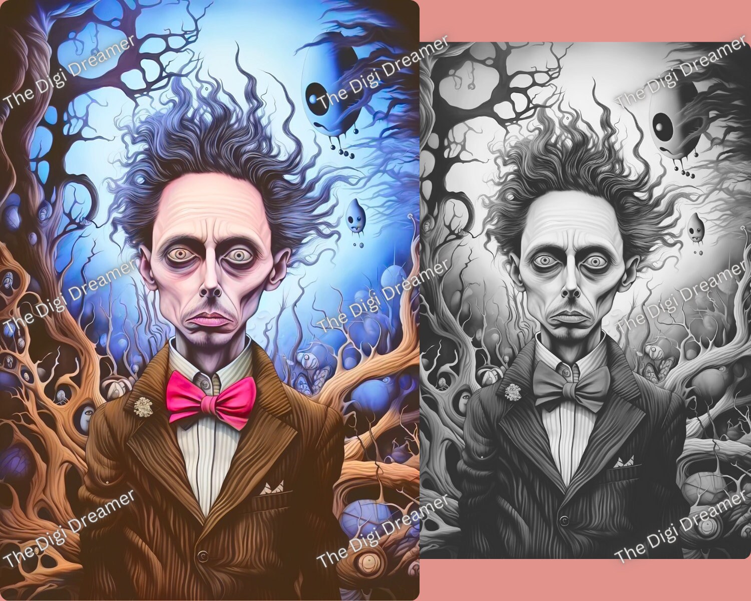 35 Spooky Men-grayscale Printable Coloring Pages for Adults & - Etsy