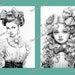 30 Girls With A Bow-grayscale Coloring Pages for Adults & Kids, Girl ...