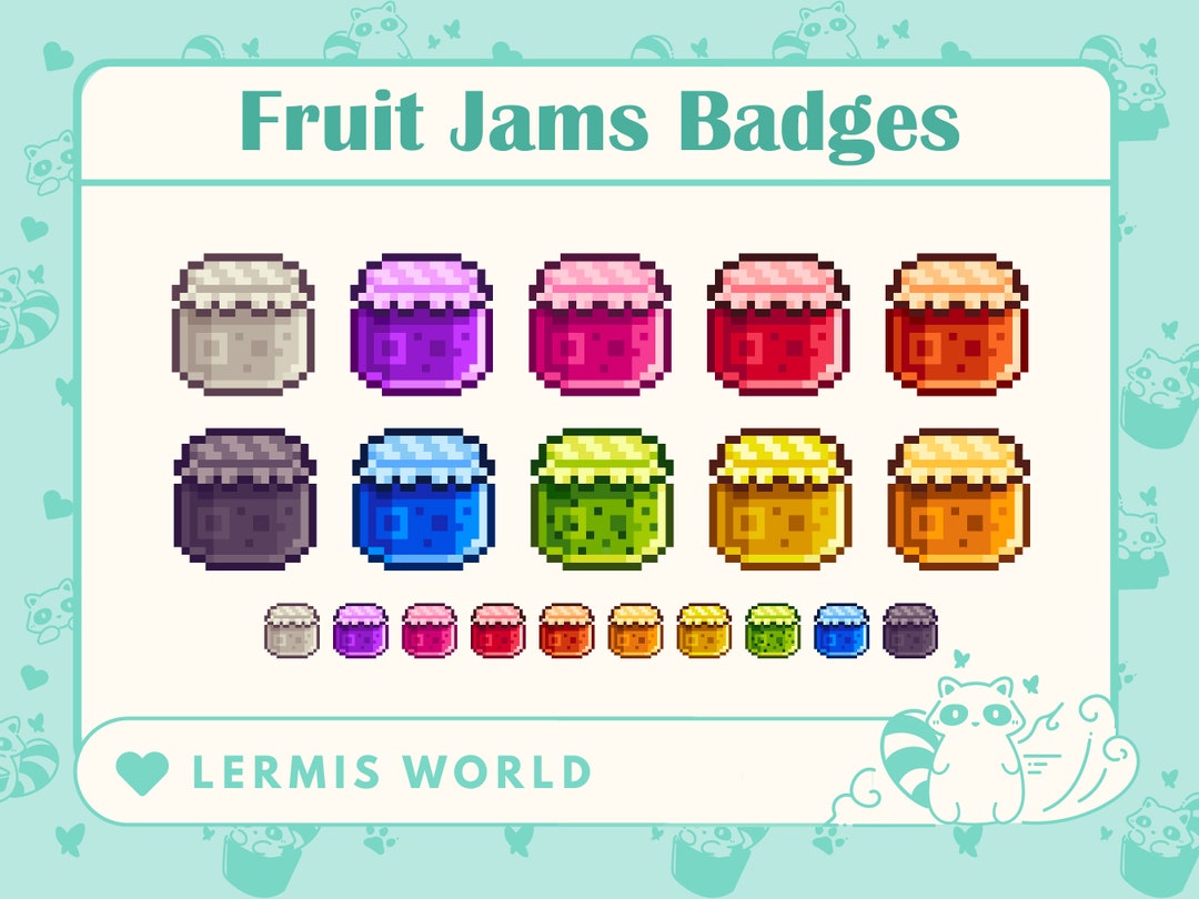 Fruit Jam Badges (10 Pack) | Instant Download for Twitch | Cute Digital ...