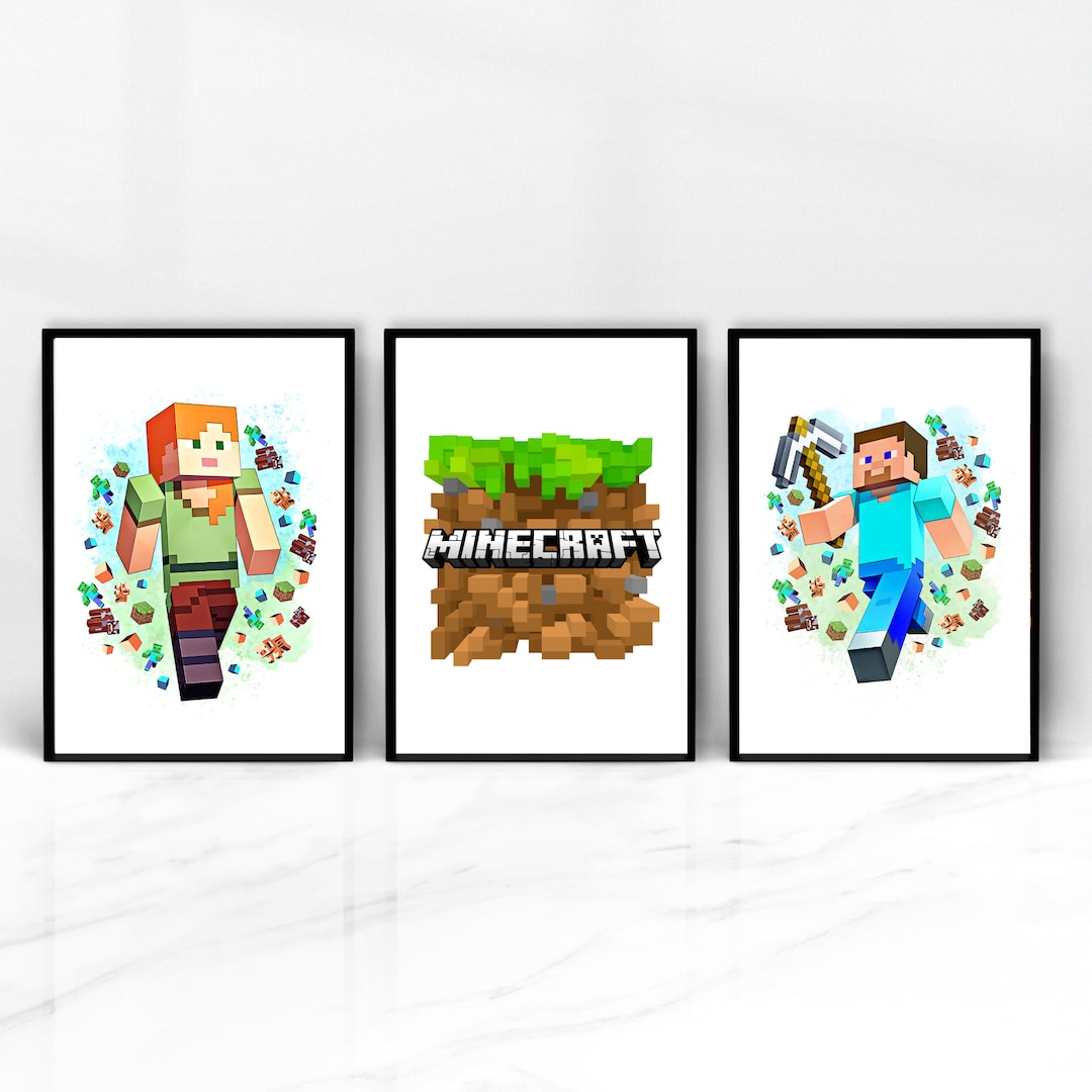Set Of 3 Minecraft Poster Set Poster Print Bedroom Decor Minecraft