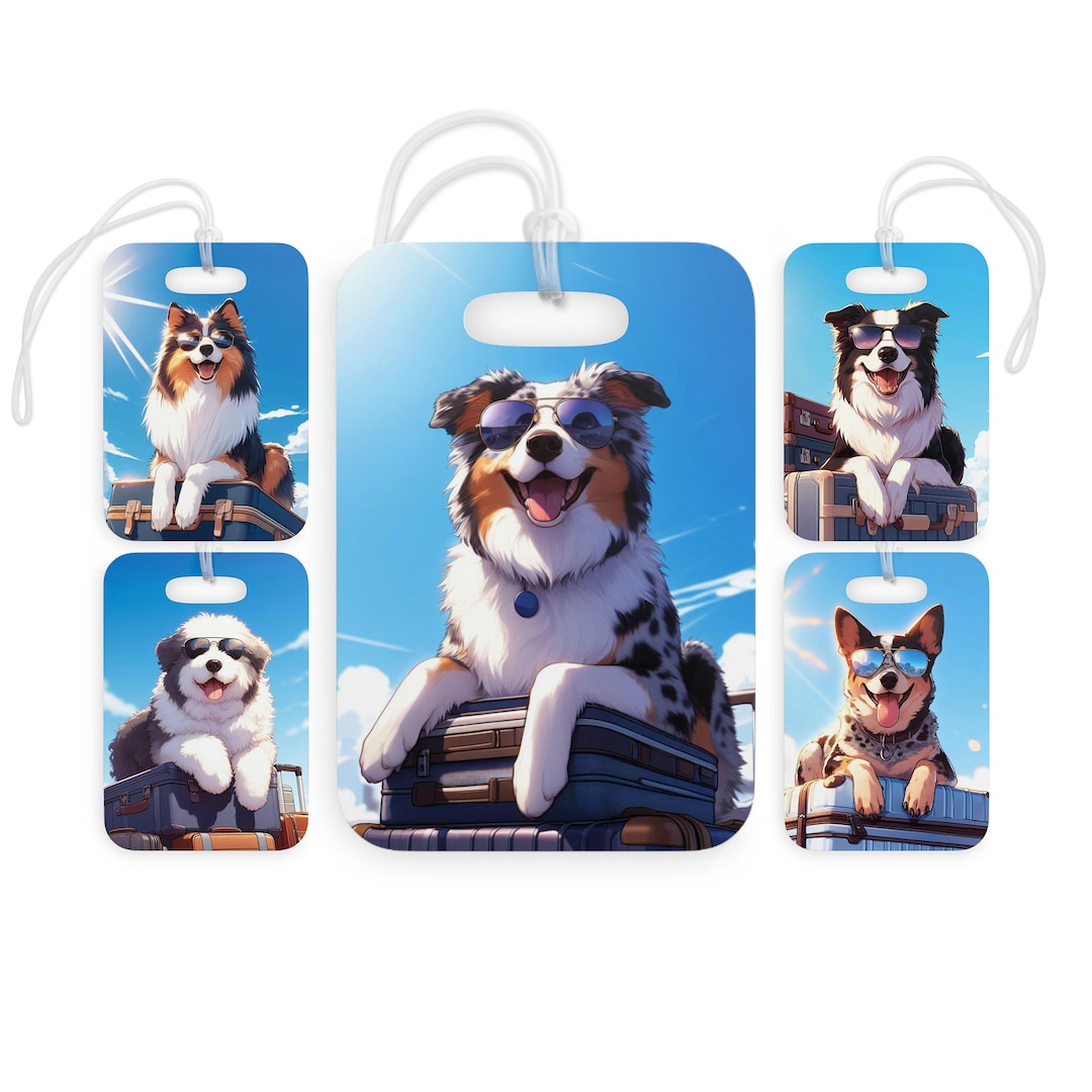 Dog Luggage Tag Australian Shepherd Border Collie Sheepdog Cattle Dog ...