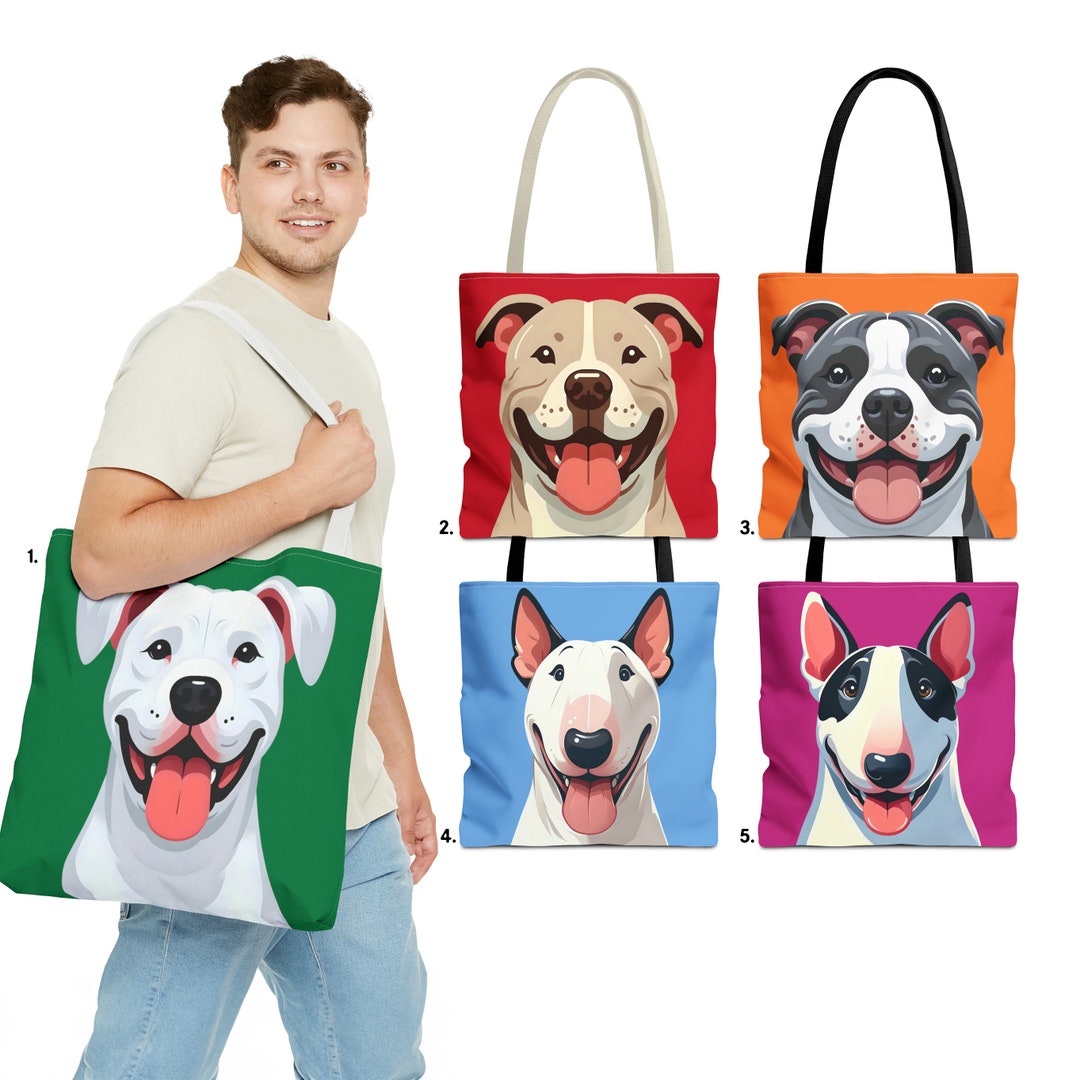 Cute Dog Tote Bag Pit Bull Terrier American Bully Dogo Argentino ...
