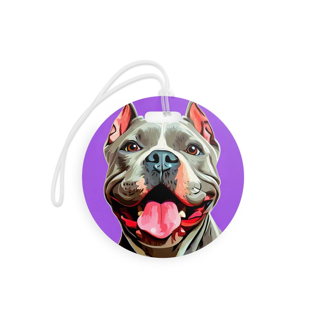 American Bully Luggage Tag Dog Travel Accessories Round Shape Colorful ...