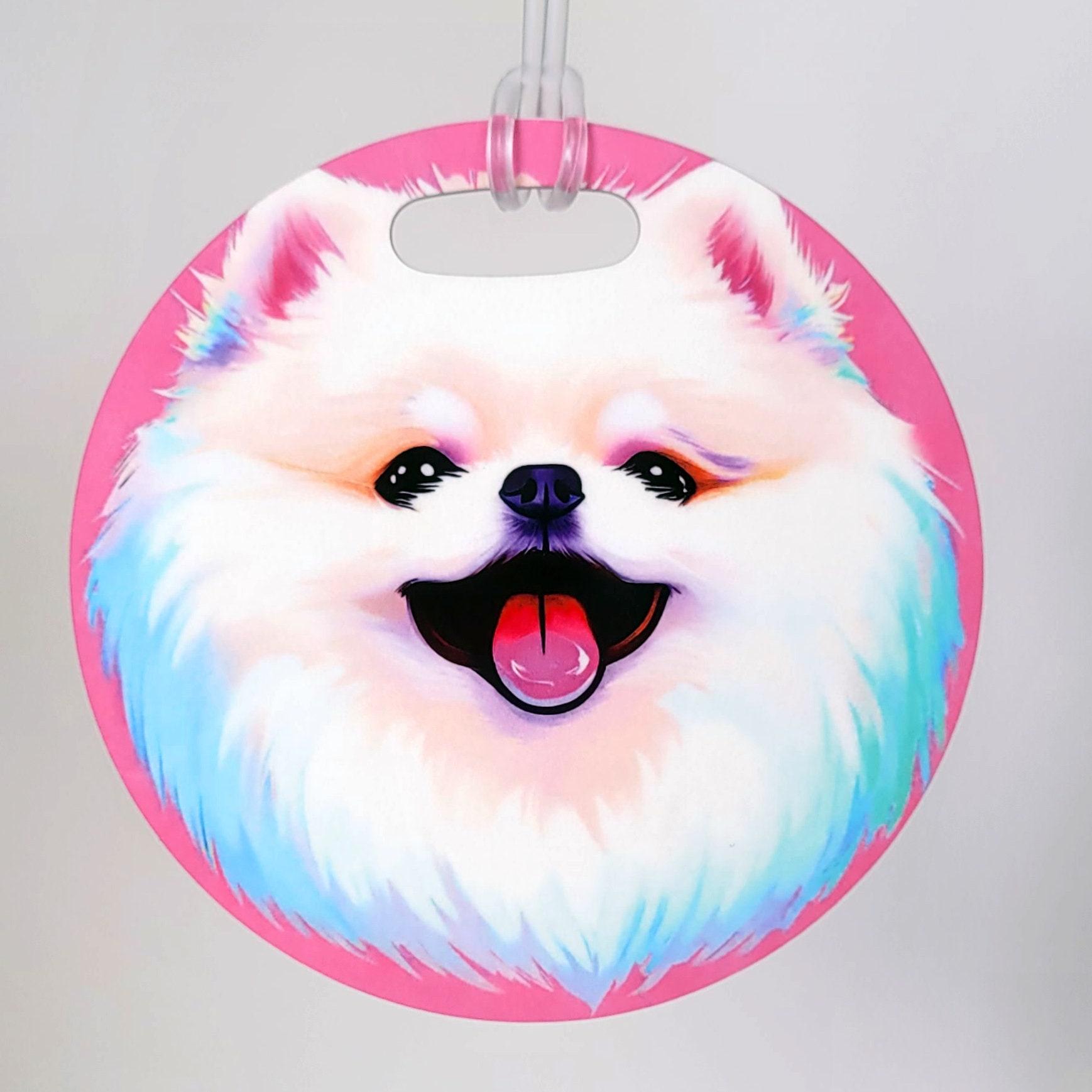 Pomeranian Luggage Tag Dog Travel Accessories Round Shape - Etsy