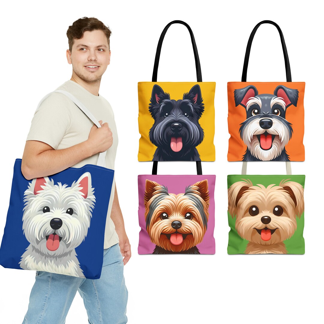 Cute Dog Tote Bag Westie Yorkie Scottie Morkie Schnauzer Yorkshire ...