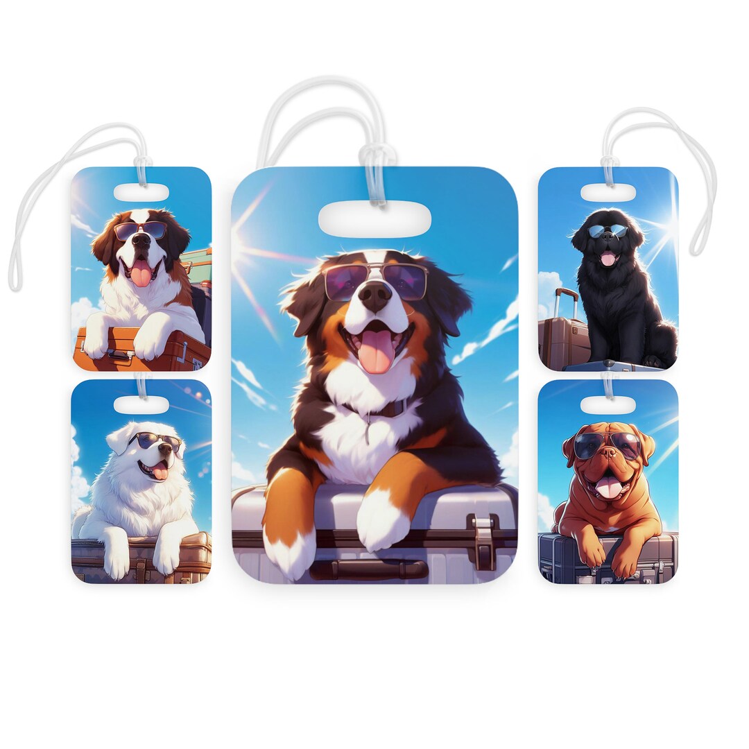 Dog Luggage Tag Bernese Saint Bernard Pyranees Newfoundlad on Vacation ...