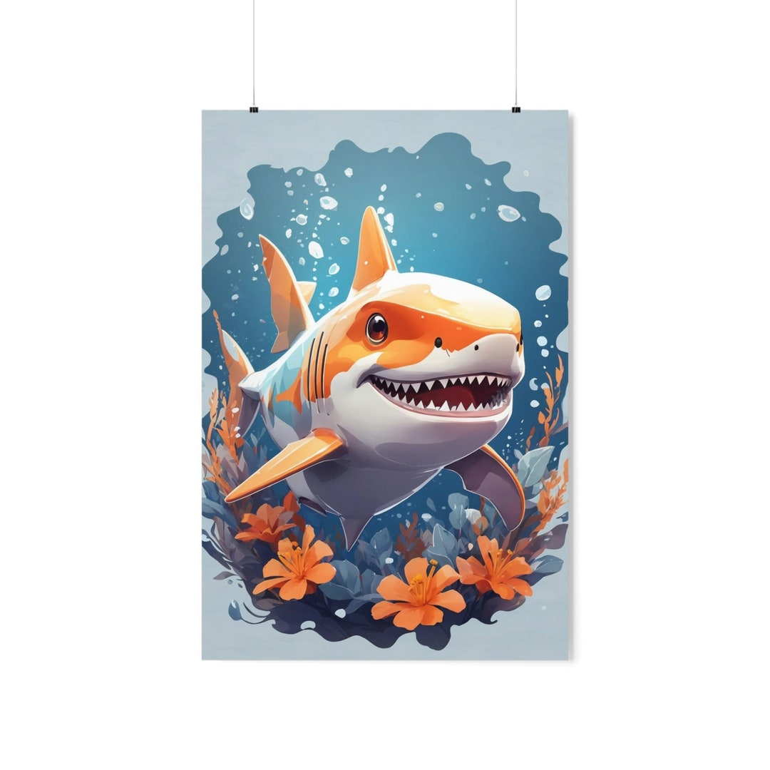 Cute Shark Poster - Premium Matte Vertical Posters - Etsy