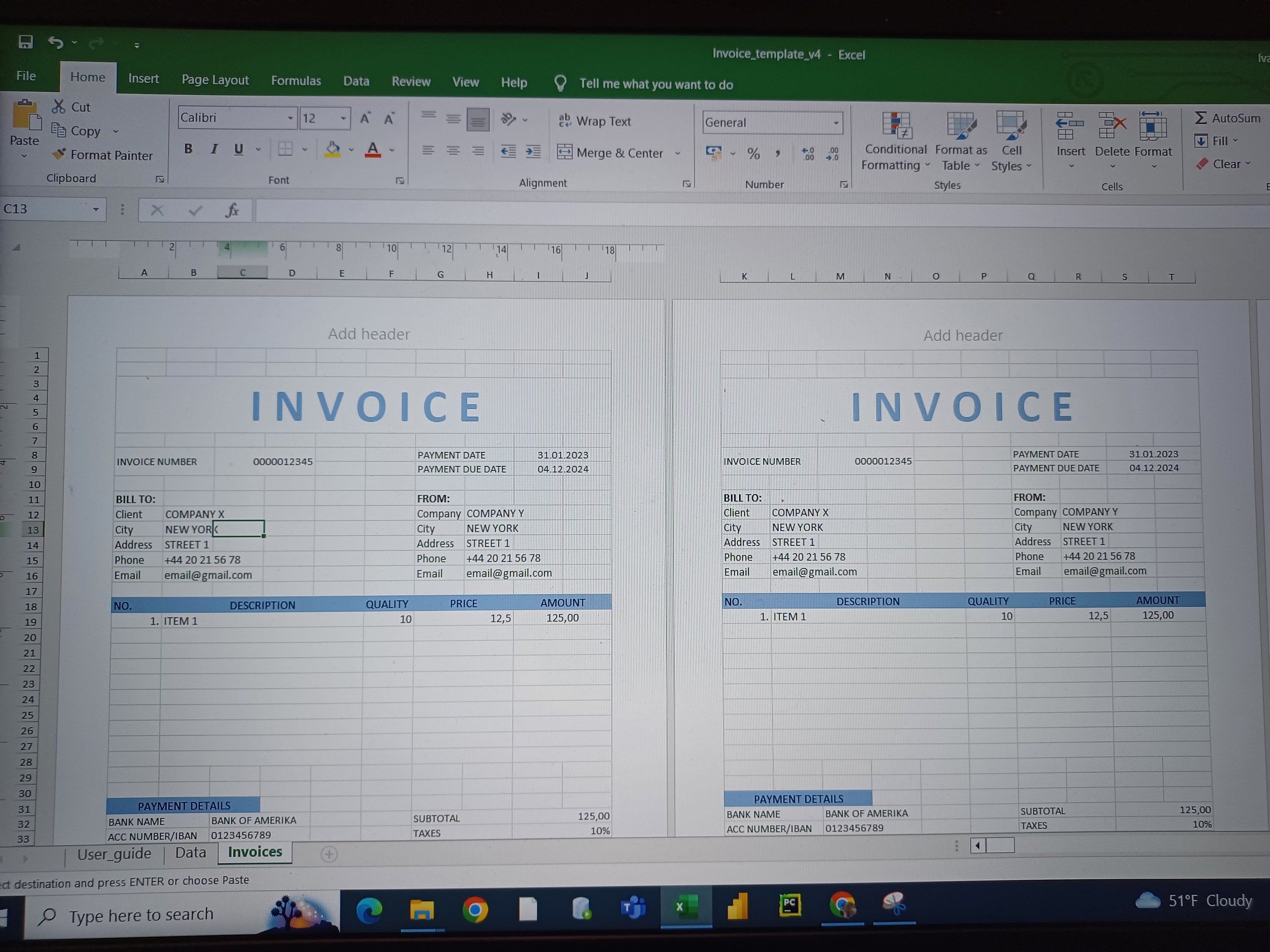 MS Excel Template Automatic Invoices - Etsy