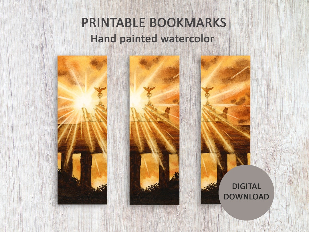 Printable Hand Painted Watercolor Bookmarks - Berlin Brandenburg Gate ...