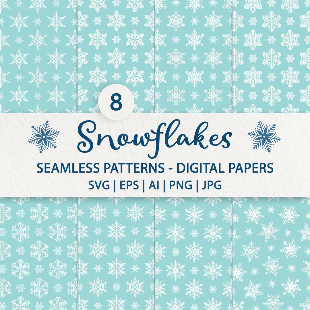 Snowflake Seamless Patterns Svg: Winter and Christmas Digital Papers ...