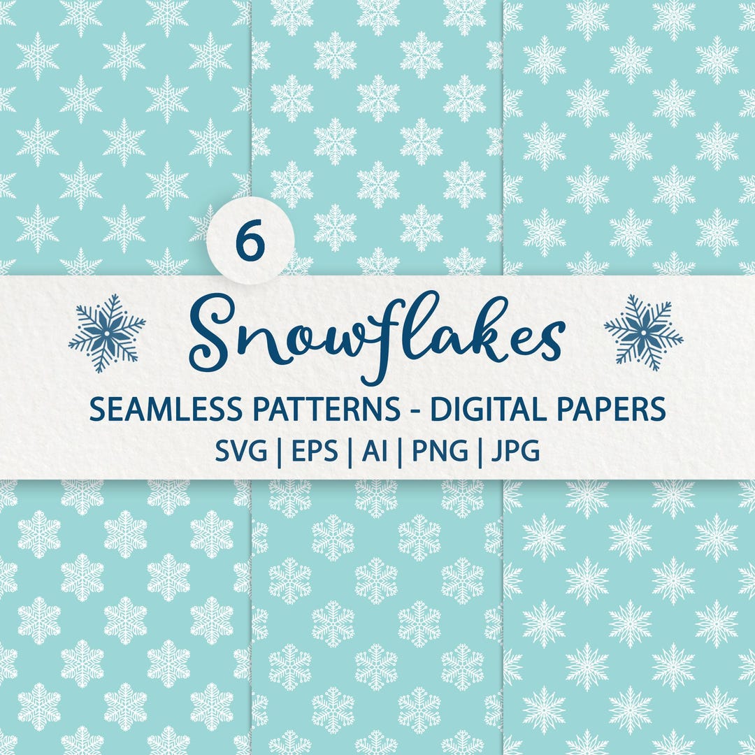 Snowflake Seamless Patterns Svg: Winter and Christmas Digital Papers ...