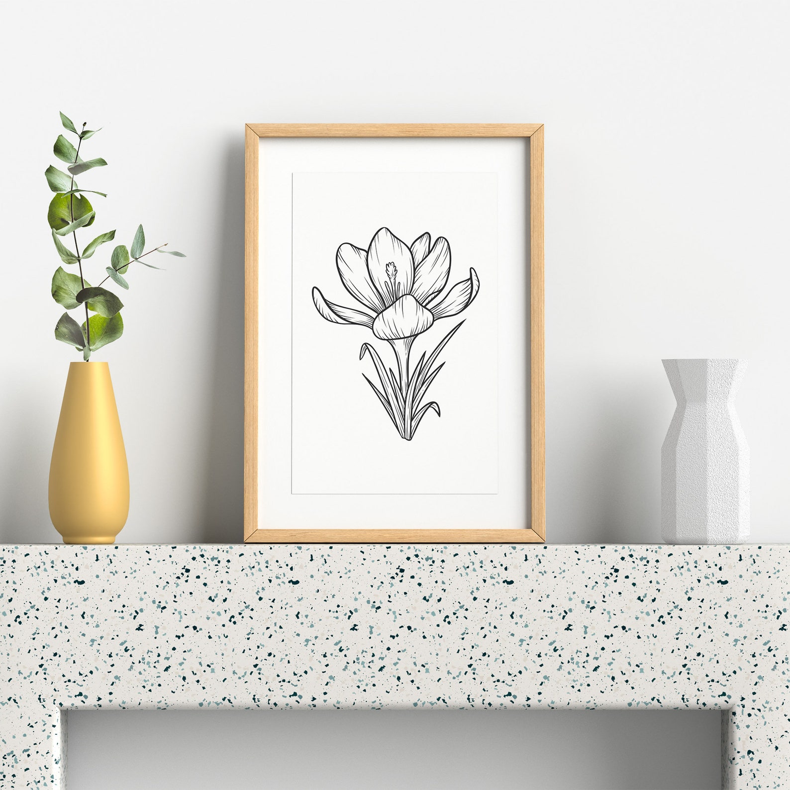 Crocus Flower Svg Clipart: Hand-drawn Floral Line Art Vector - Etsy