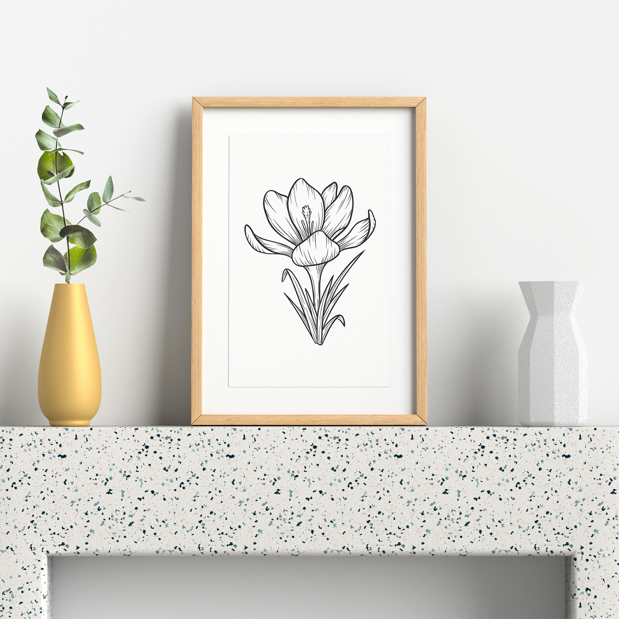 Crocus Flower Svg Clipart: Hand-drawn Floral Line Art Vector - Etsy