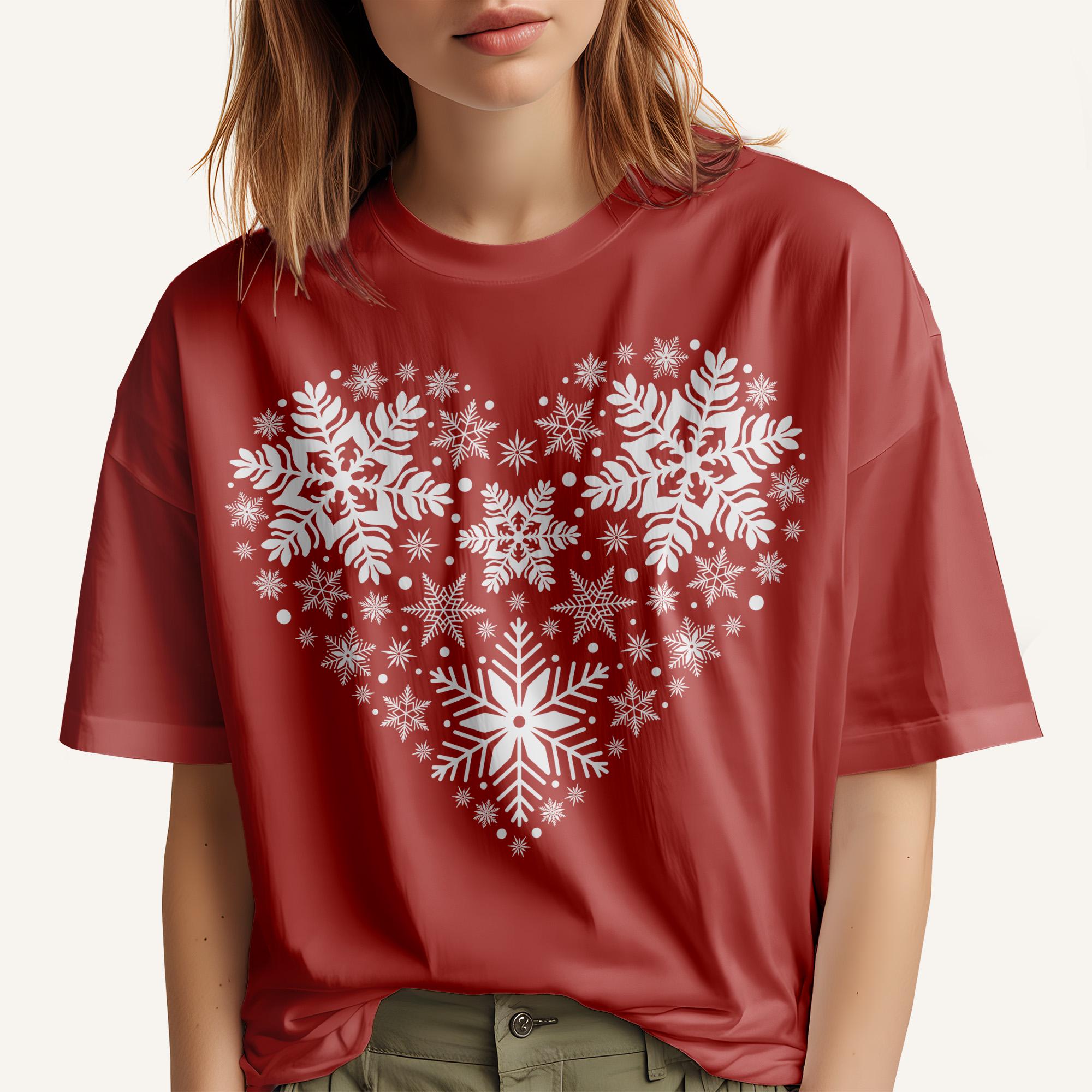 Snowflakes Heart SVG Design: Christmas and Winter Clipart (digital ...