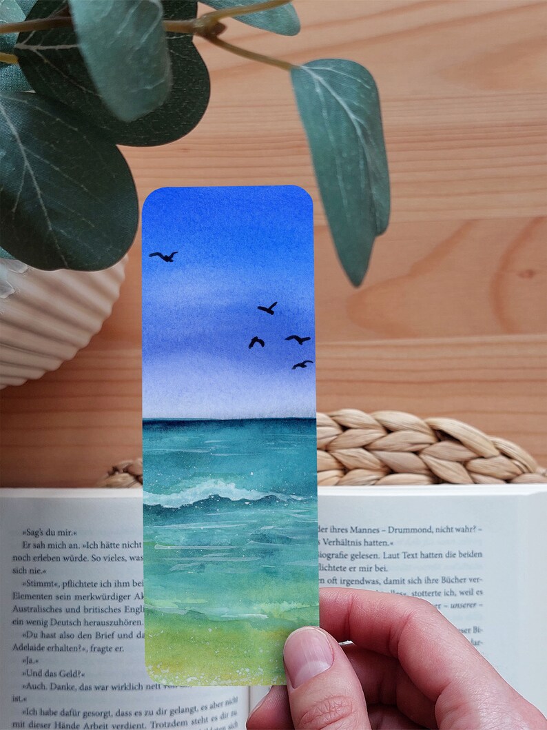 Printable Bookmarks Hand Painted Watercolor Bookmarks Seascape ...