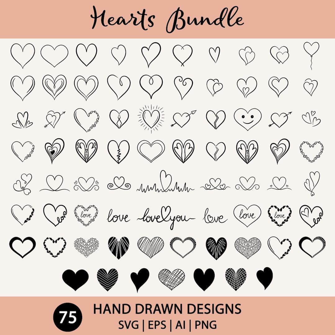 Heart SVG Bundle, Hearts Svg, Valentines Day Svg, Love Svg Cut Files ...