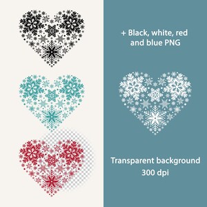 Snowflakes Heart SVG Design: Christmas and Winter Clipart (digital ...