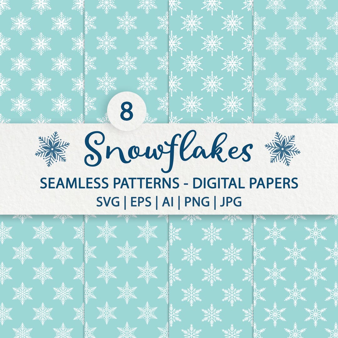 Snowflake Seamless Patterns Svg: Winter and Christmas Digital Papers ...