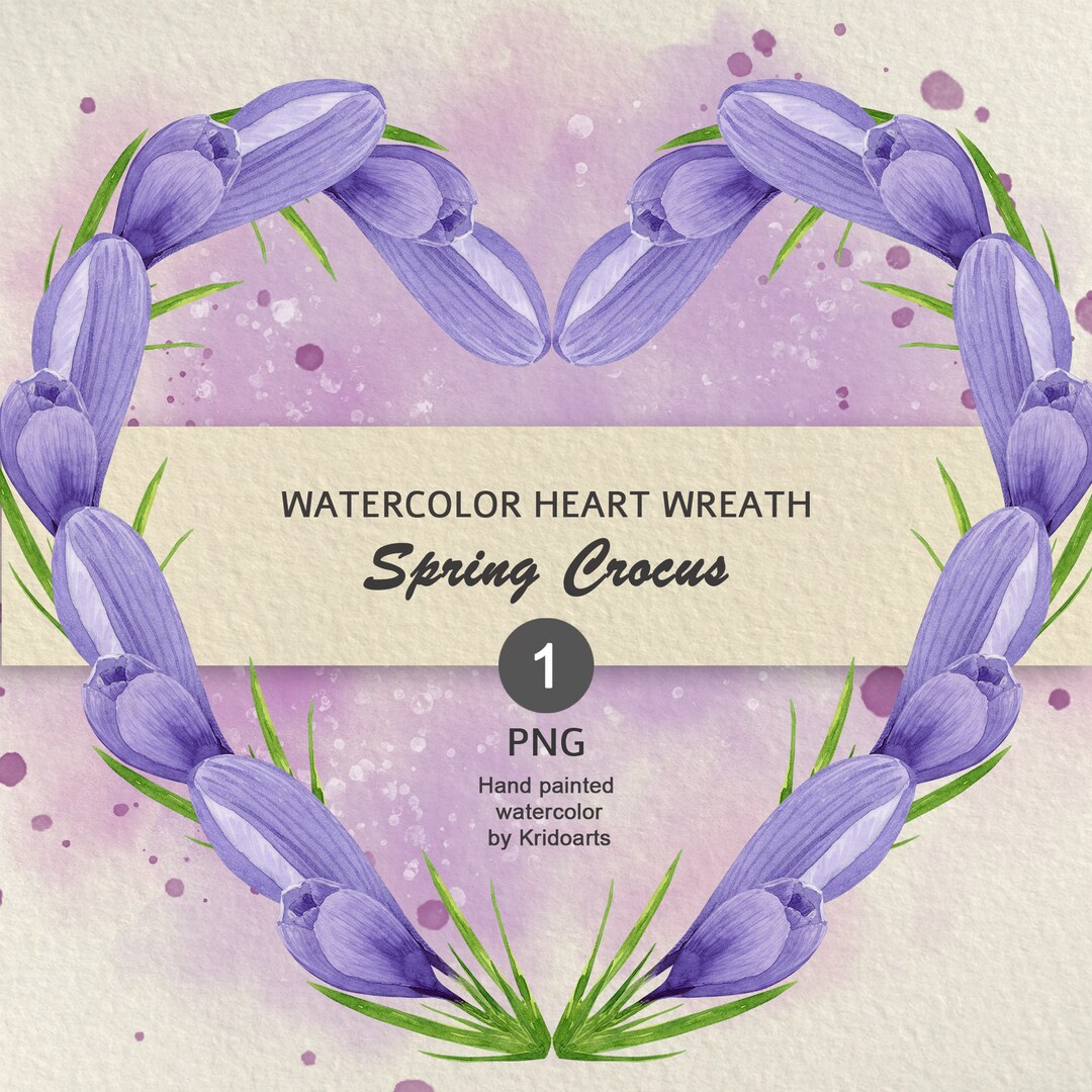 Hand Painted Watercolor Floral Heart Wreath Spring Flower Heart Frame ...