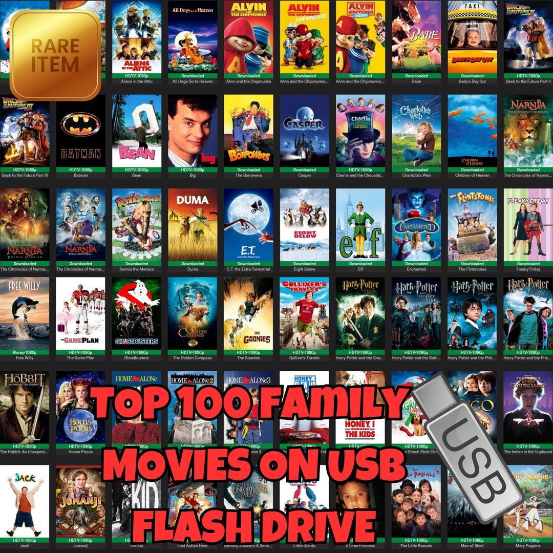 Top 100 Family Movies on USB Flash Drive in 1080p - Etsy