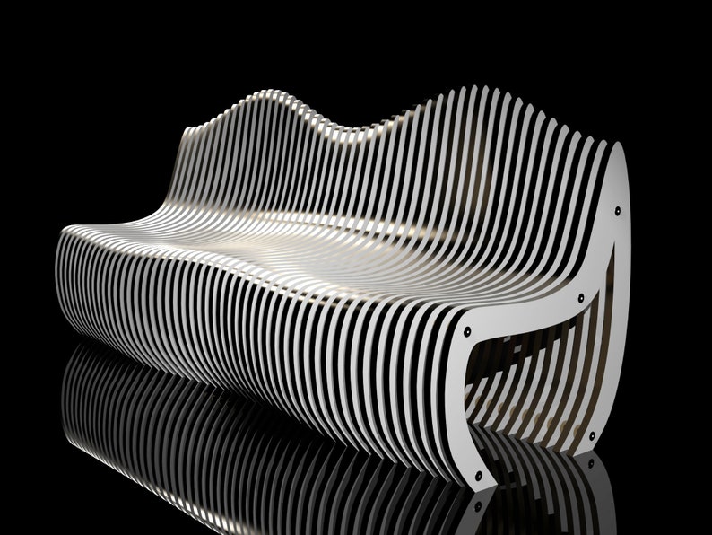 Parametric Bench Wave Design Digital Files for CNC Cutting - Unlock ...
