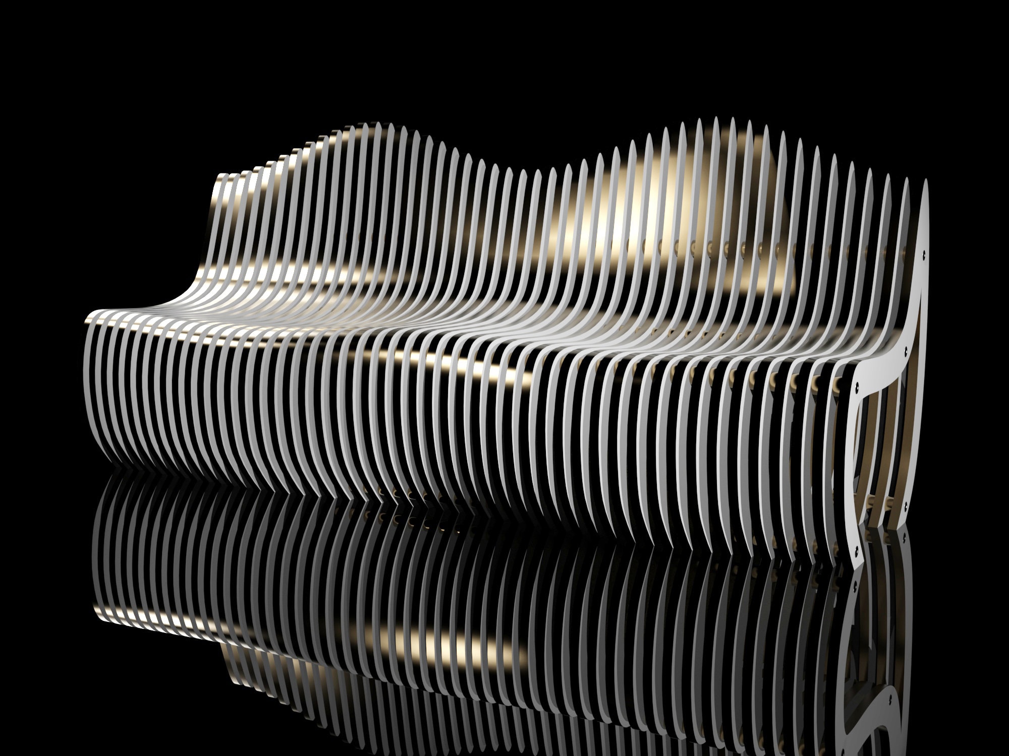 Parametric Bench Wave Design Digital Files for CNC Cutting - Unlock ...