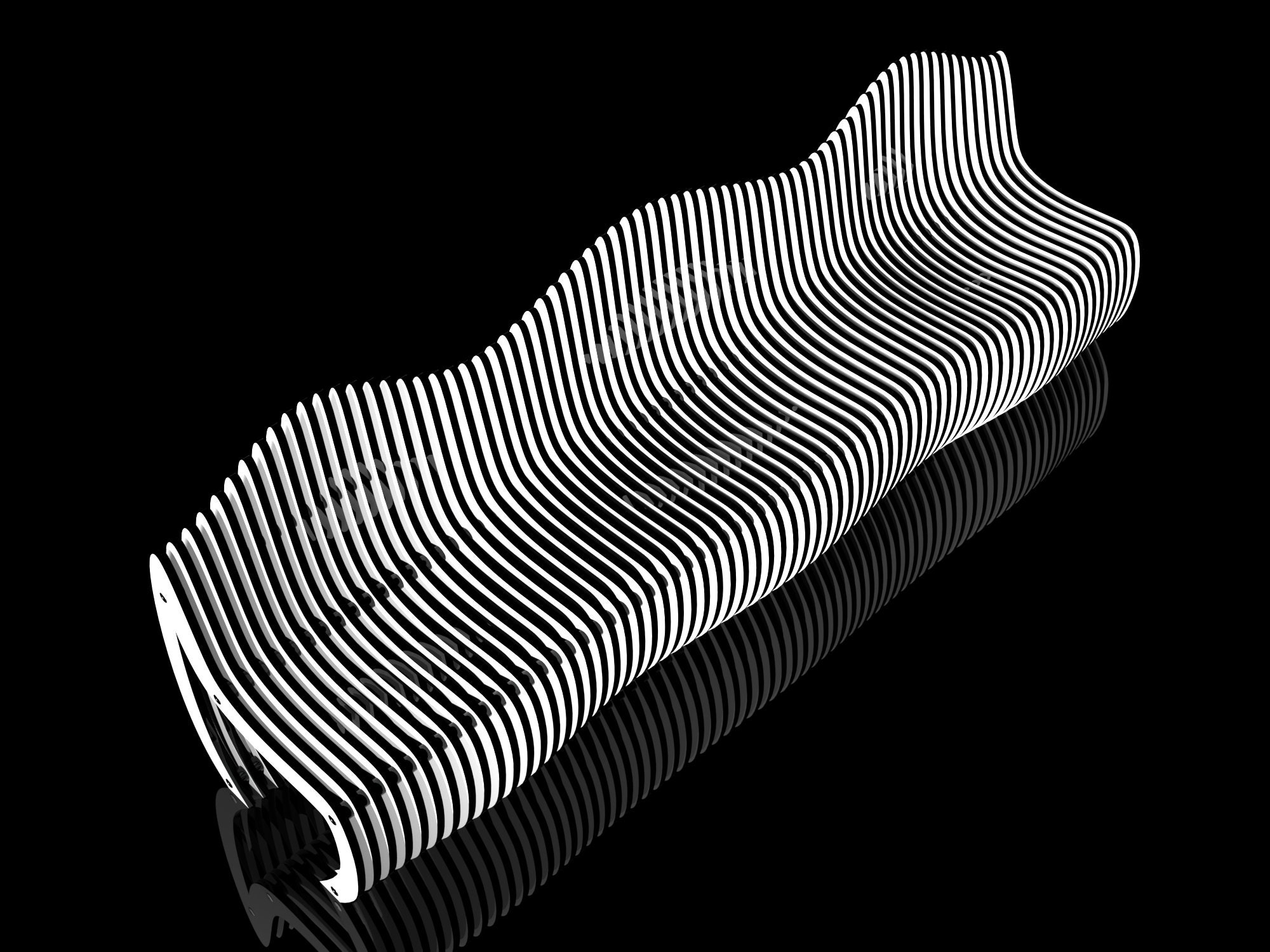 Parametric Bench Wave Drawing Files for CNC Router - DIY Furniture ...