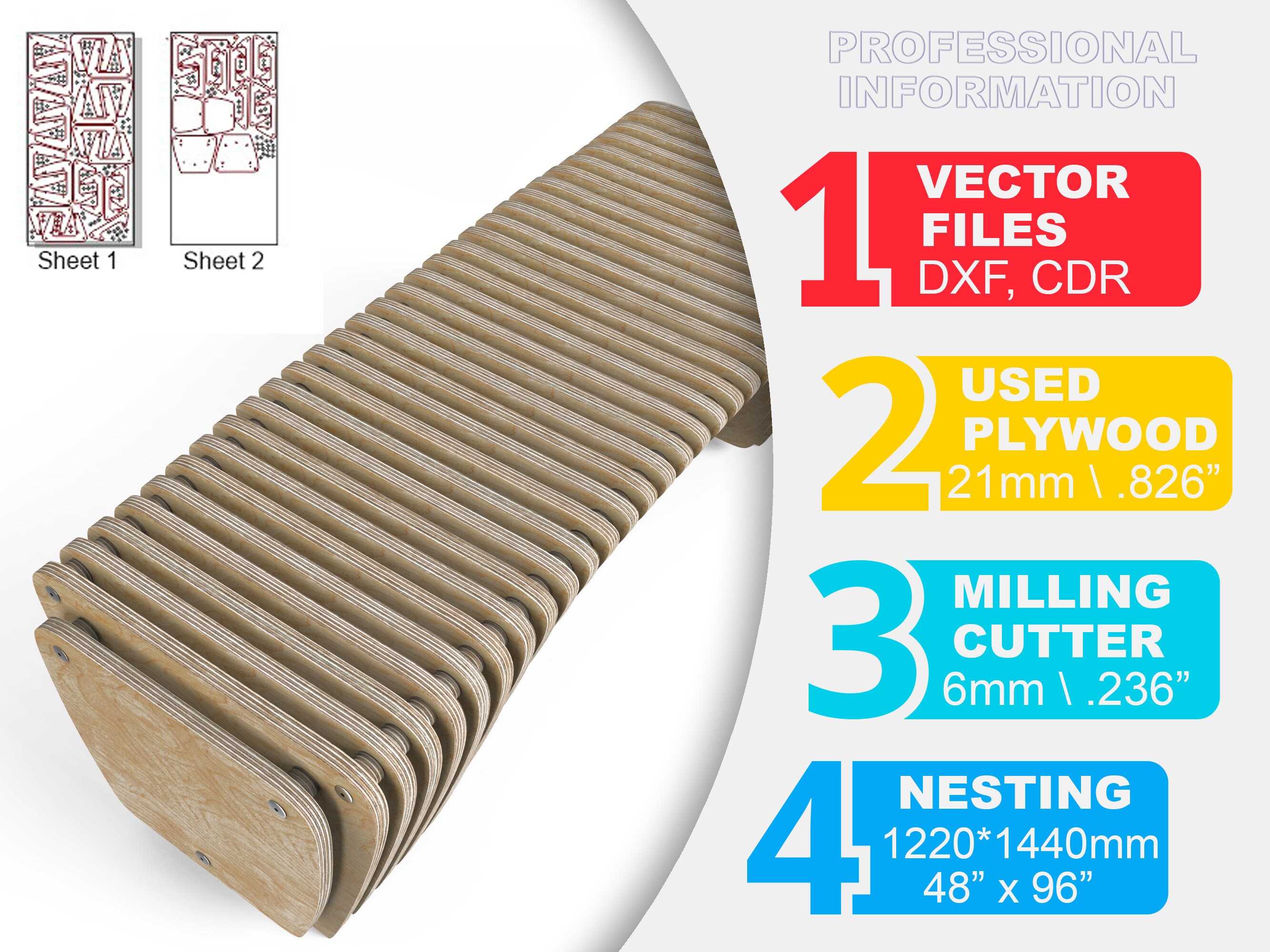 Parametric Bench Cnc Router Files For Wood Cnc Dxf Cut Files Cnc Parametric Furniture Files