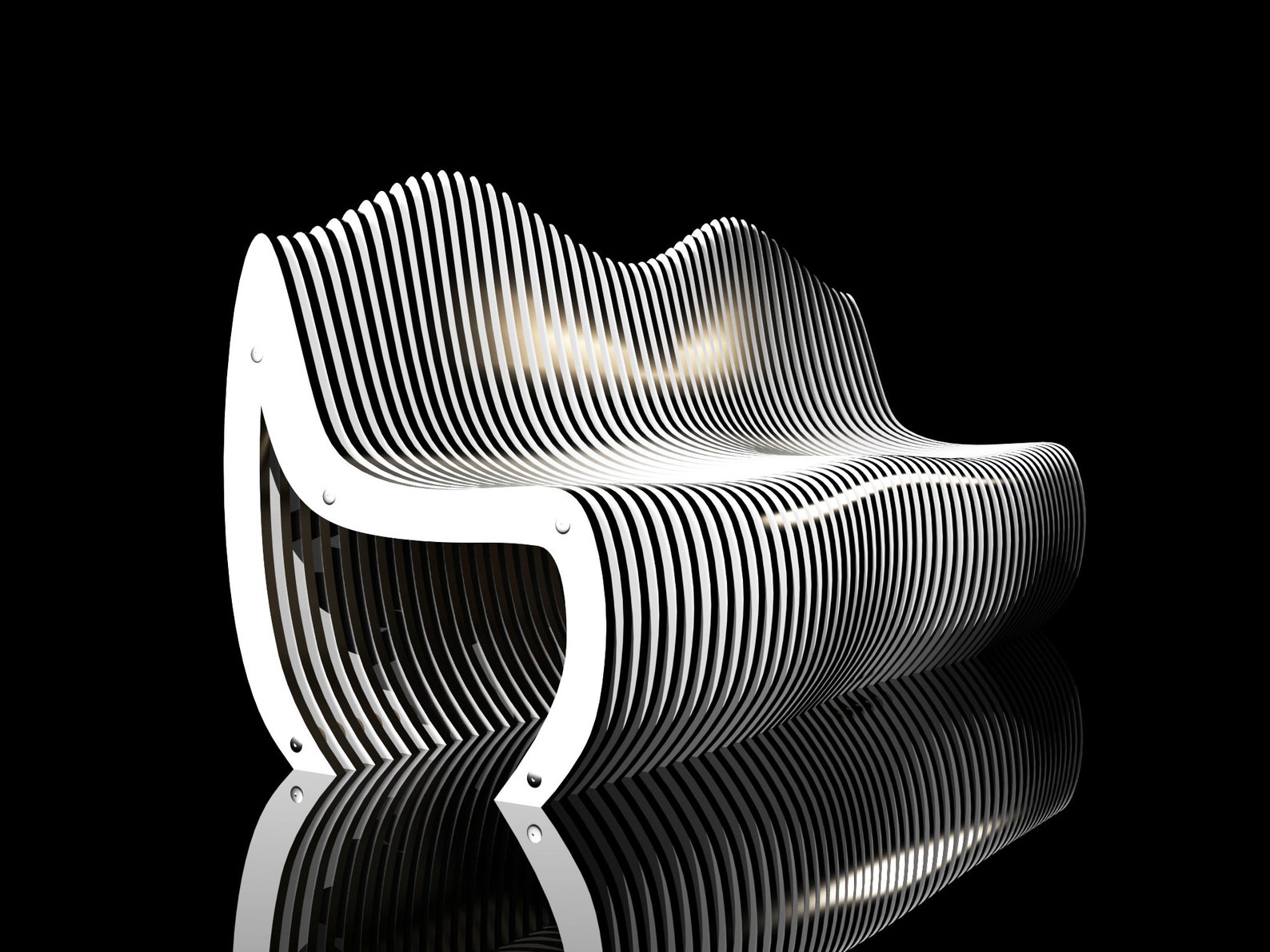 Parametric Bench Wave Design Digital Files for CNC Cutting - Unlock ...