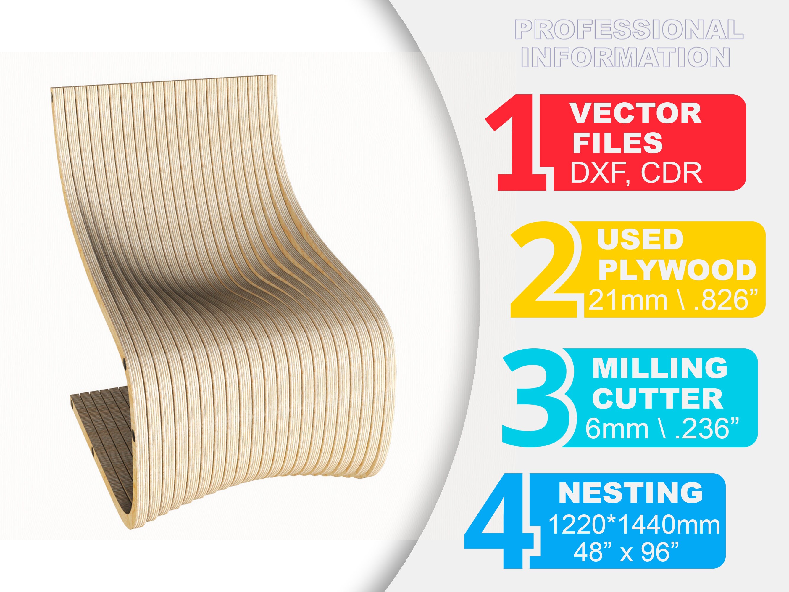 Parametric Chair Dxf Files For Cnc Wood Cnc Cut Files Vector Cnc Furniture Files Cdr Stl